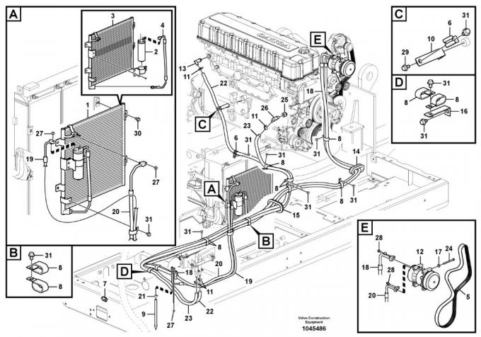 VOE14591537 14591537 Vo-lvo EC220D EC360B EC380D Excavator Condenser