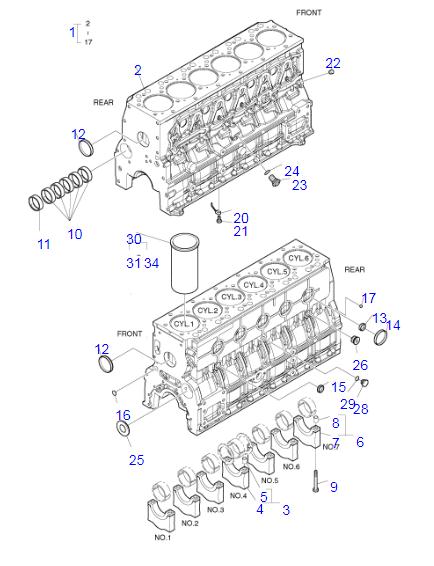 65.01201-0075A 65.01201-0076 Cylinder Liner For Doosan DL06 Excavator ...