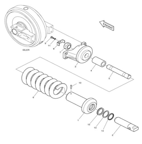 K1038864 2274-1025 Doosan DX225 Excavator Undercarriage Track Adjuster ...