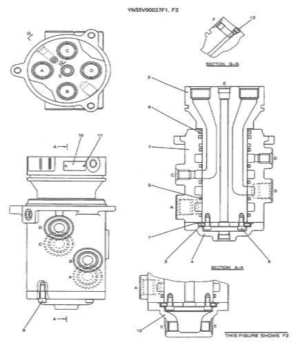 YN55V00037F2 YN55V00037F1 SK235SR-1 KOBELCO Hydraulic Swivel Joint Assembly
