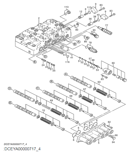 0976901 Cap Assy HITACHI Excavator ZX250LC-5G Main Control Valve Parts