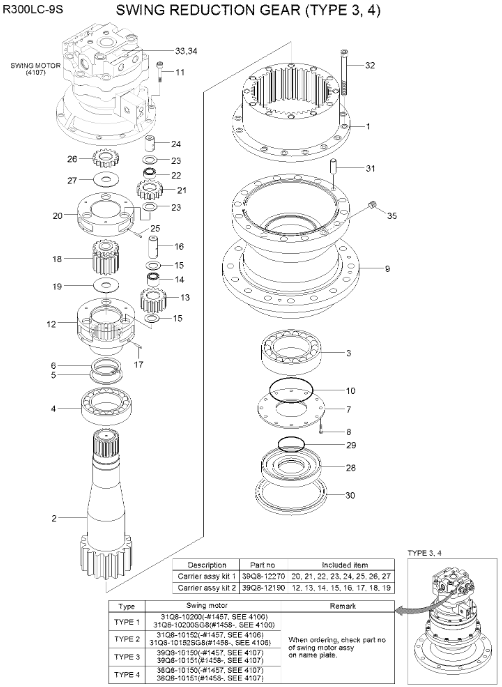 39Q812201 39Q812190 39Q8-12201 39Q8-12190 R300LC-9S Swing Carrier Assy No.2